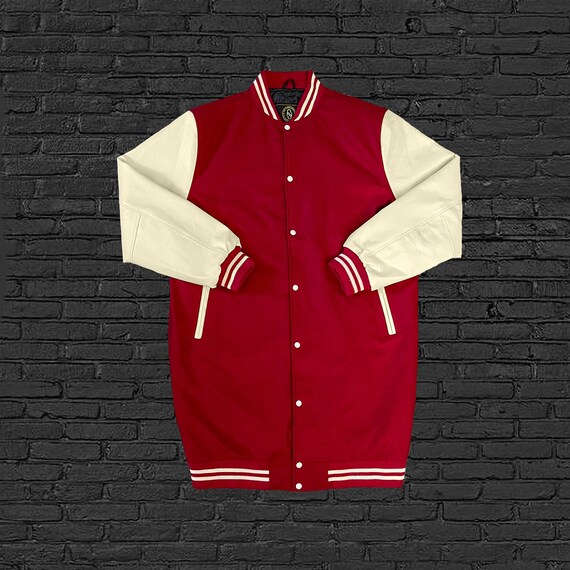 Long Varsity Jacket Letterman Baseball Bomber Style Maroon | Etsy