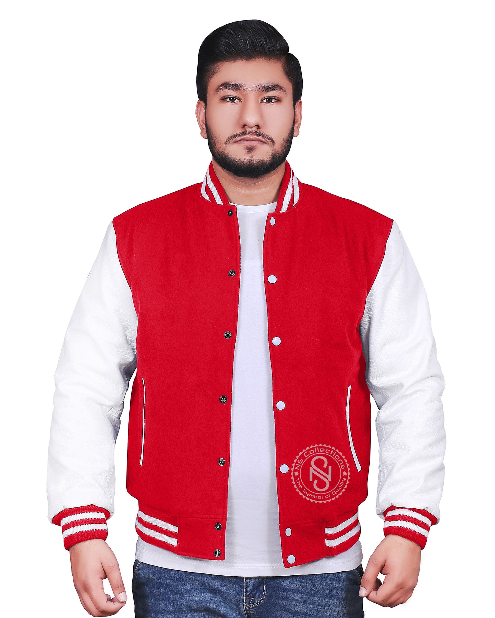 Varsity Jacket Letterman Baseball Bomber Style Red Wool Blend | Etsy