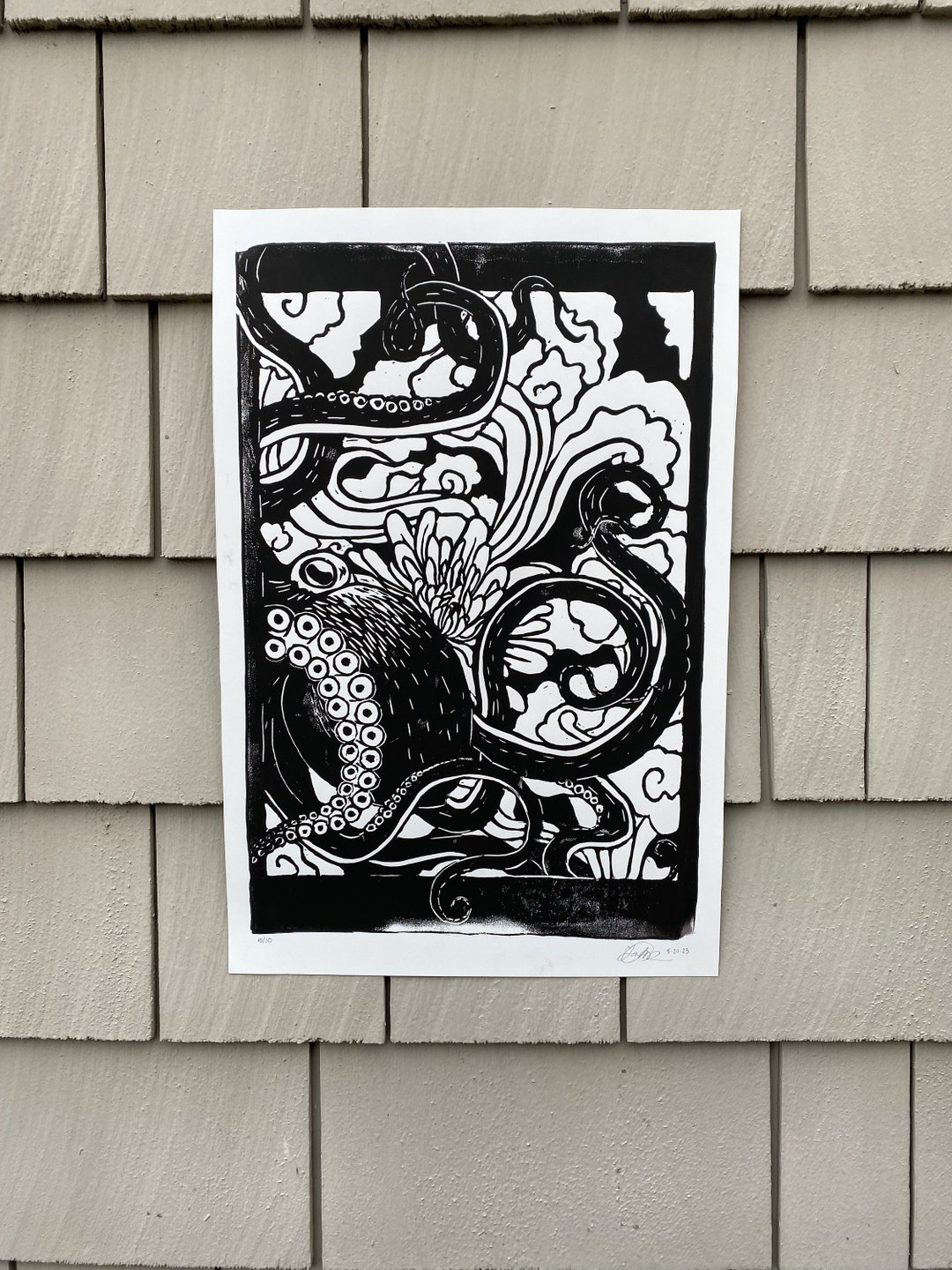 Octopus Block Print - Etsy