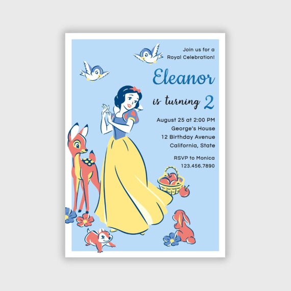 Invitations Paper Snow White and the Seven Dwarfs Themed Birthday Party ...