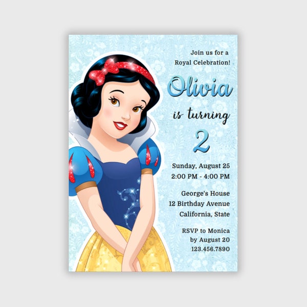 Snow White Invitation Princess Snow White Invitation Snow - Etsy