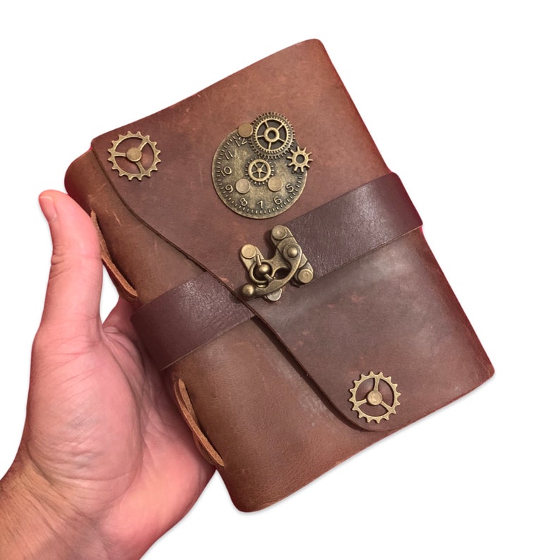 Steampunk-inspired Handmade Leather Journal, Rustic Leather Diary ...