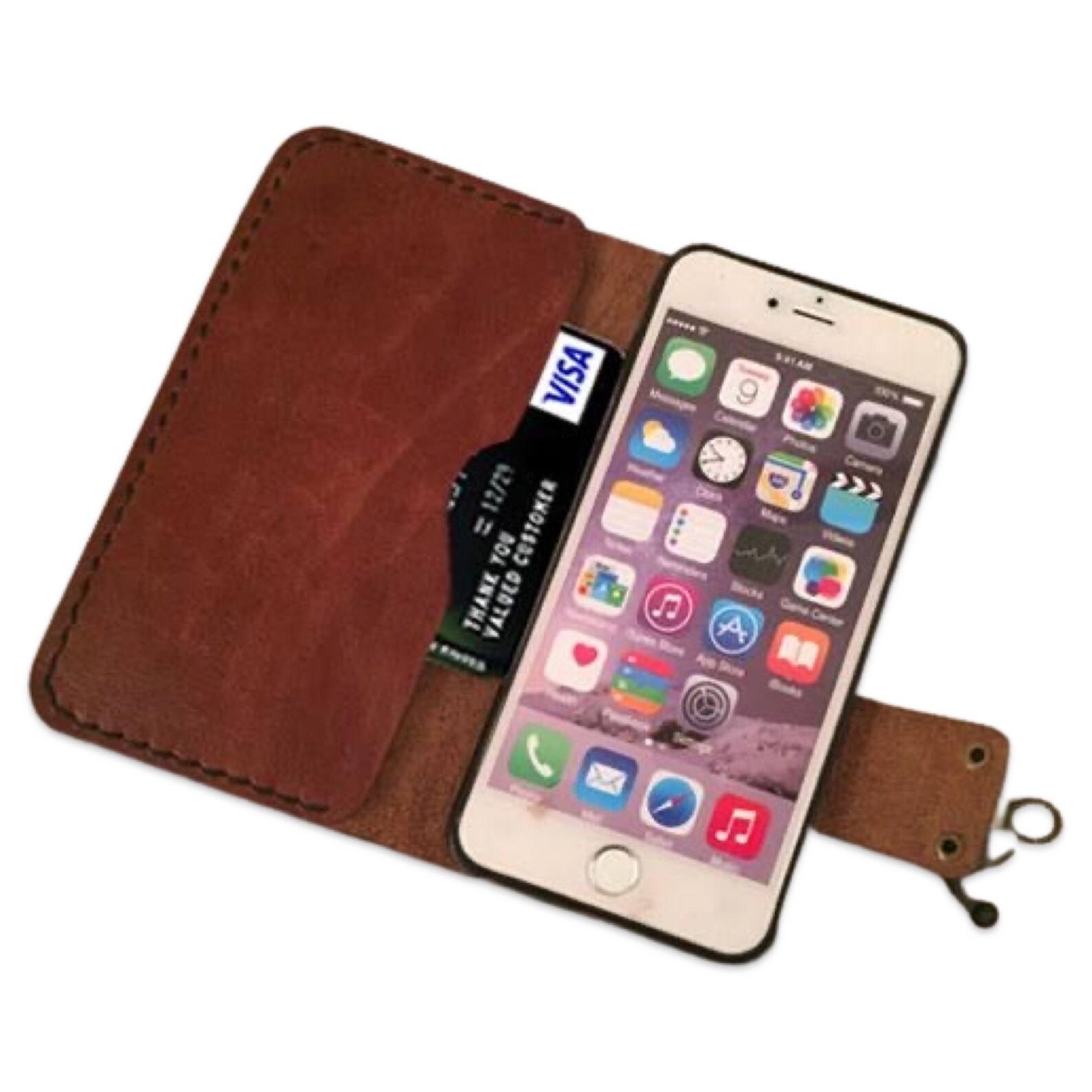 Personalized Retro Style Steampunk Genuine Brown Leather iPhone Folio ...