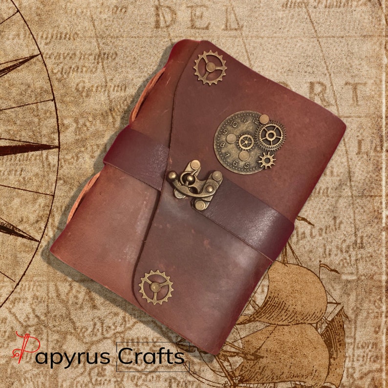 Steampunk-inspired Handmade Leather Journal, Rustic Leather Diary ...