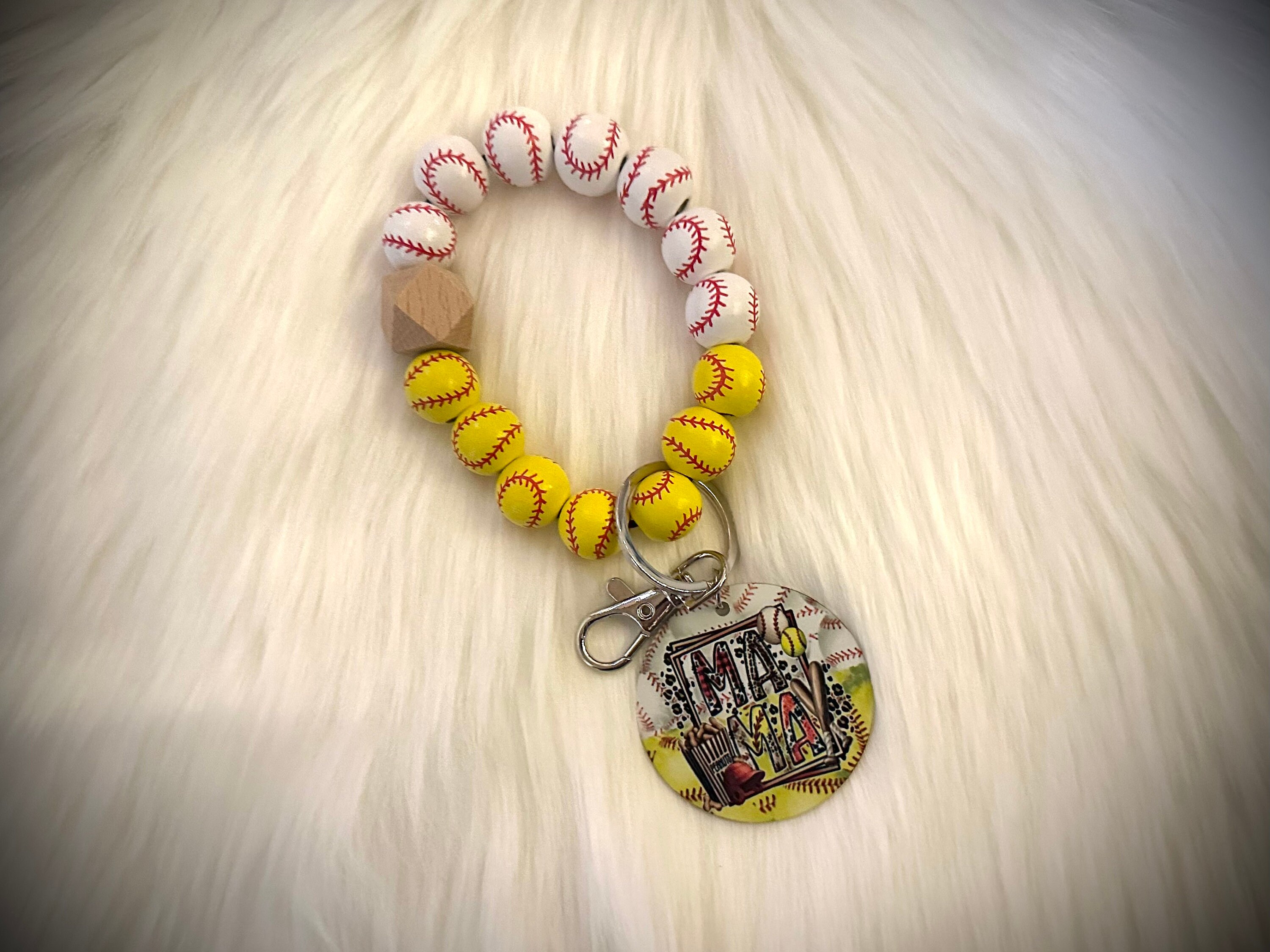 Baseball Softball Mama Sublimated Keychain Bracelet, Mom of Both ...