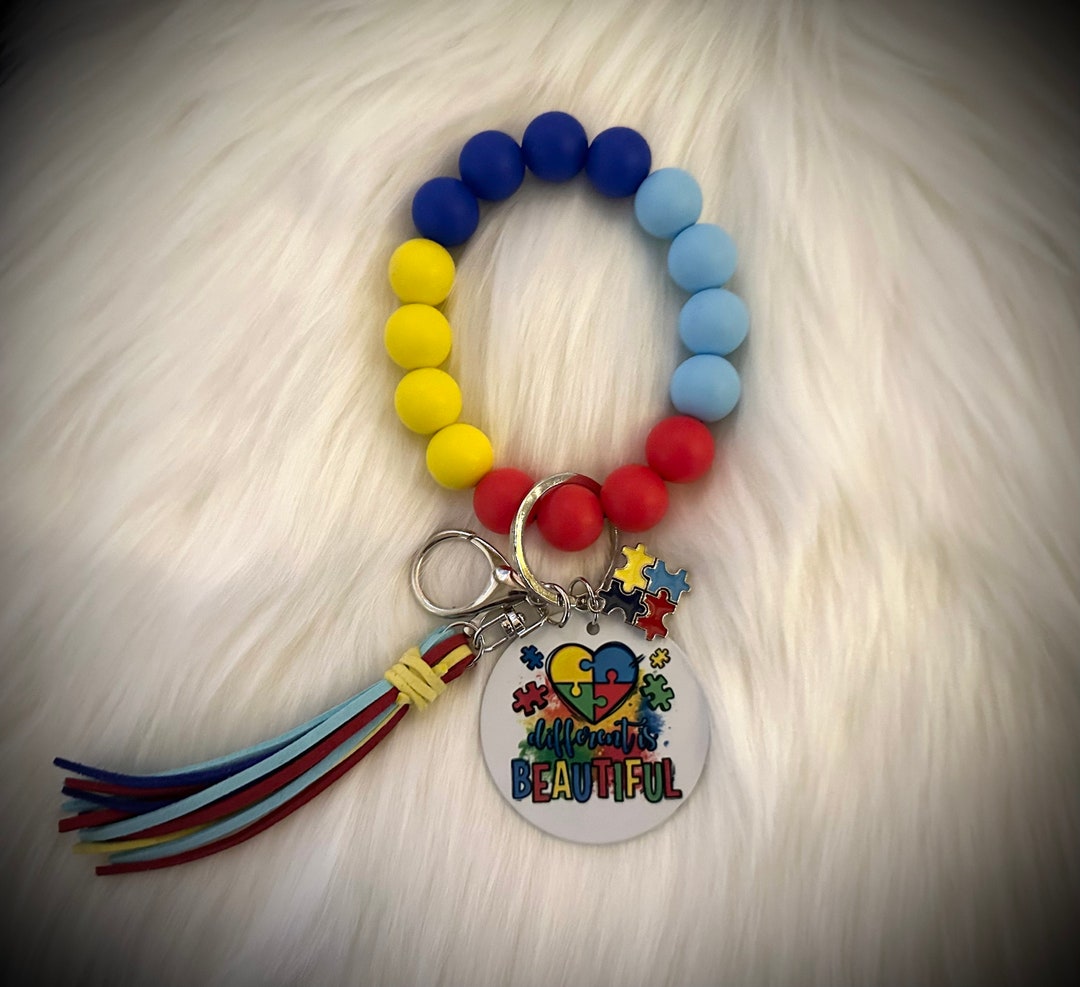Autism Awareness Different is Beautiful Sublimated Keychain Bracelet ...