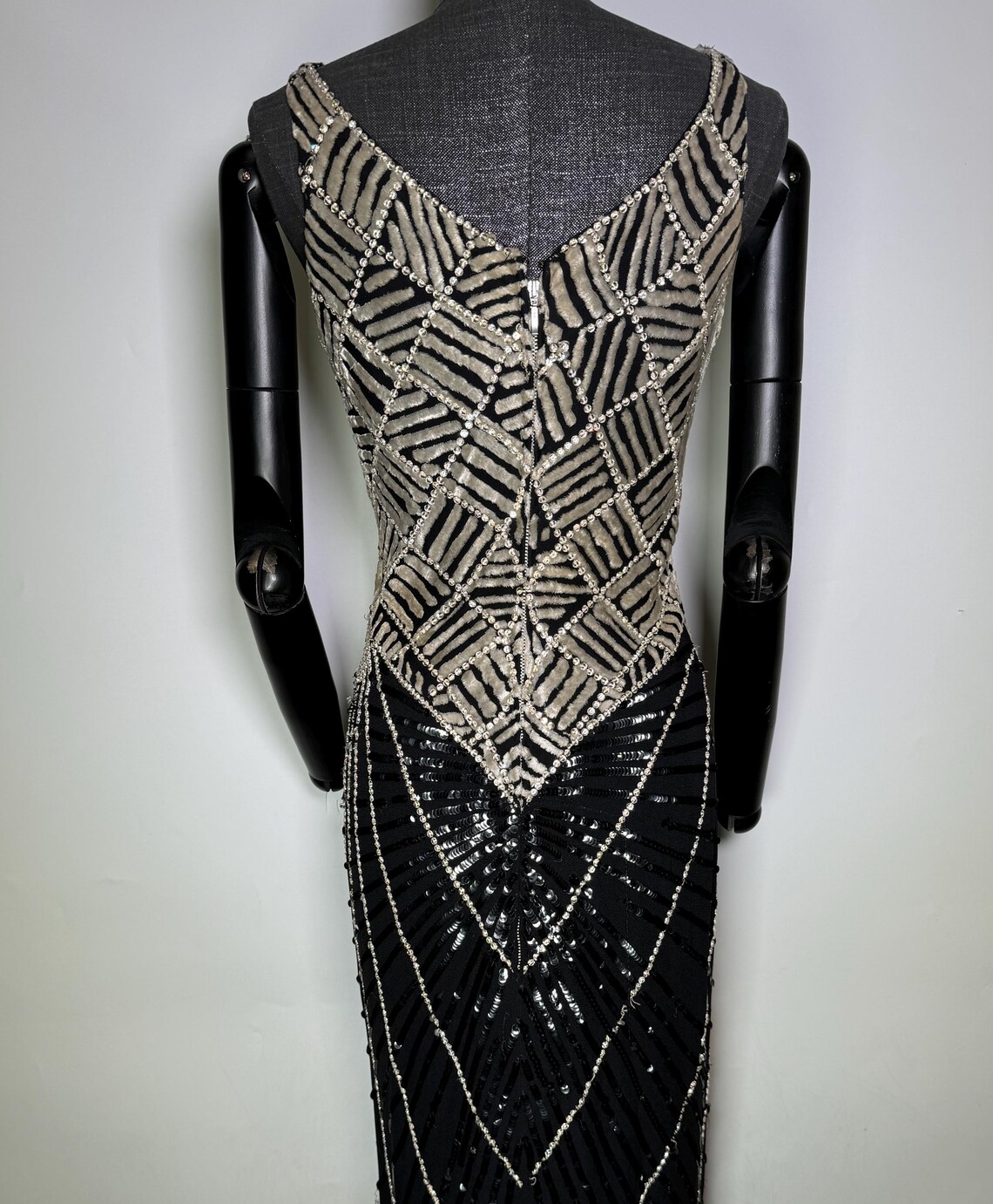 Black and White Devore Evening Gown - Etsy