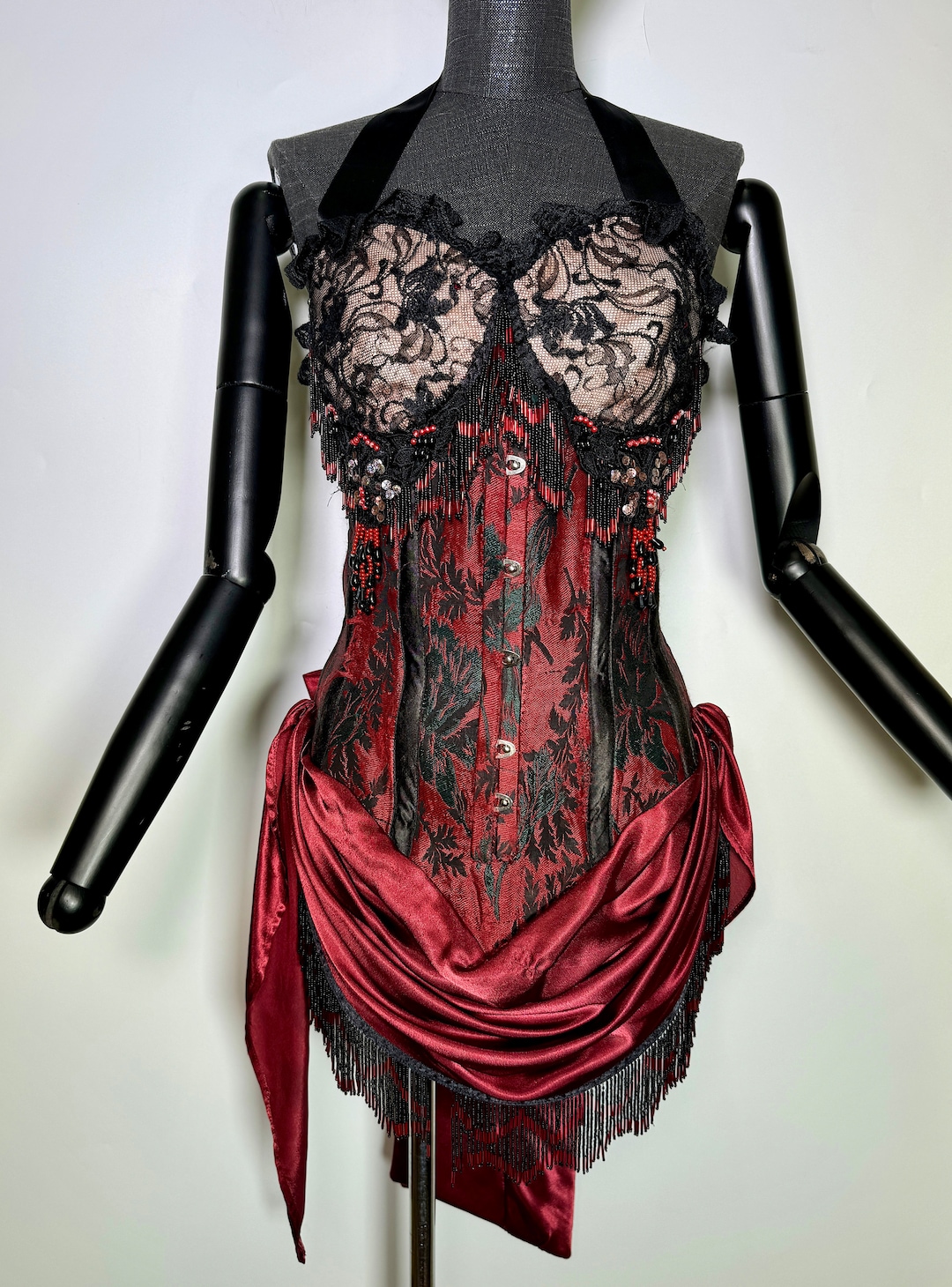 Showgirls Red Outfit in Satin and Lace - Etsy