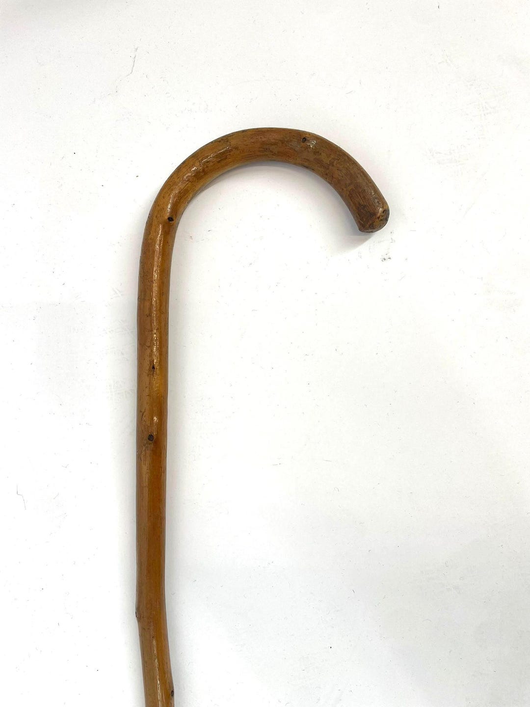 Vintage Rustic Wood Walking Stick With Crook Handle and Metal Tip - Etsy