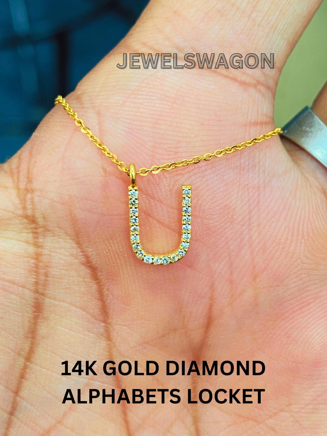 Alphabet Pendant, Gold Diamond Initial Necklace Pendant, 14K Gold ...