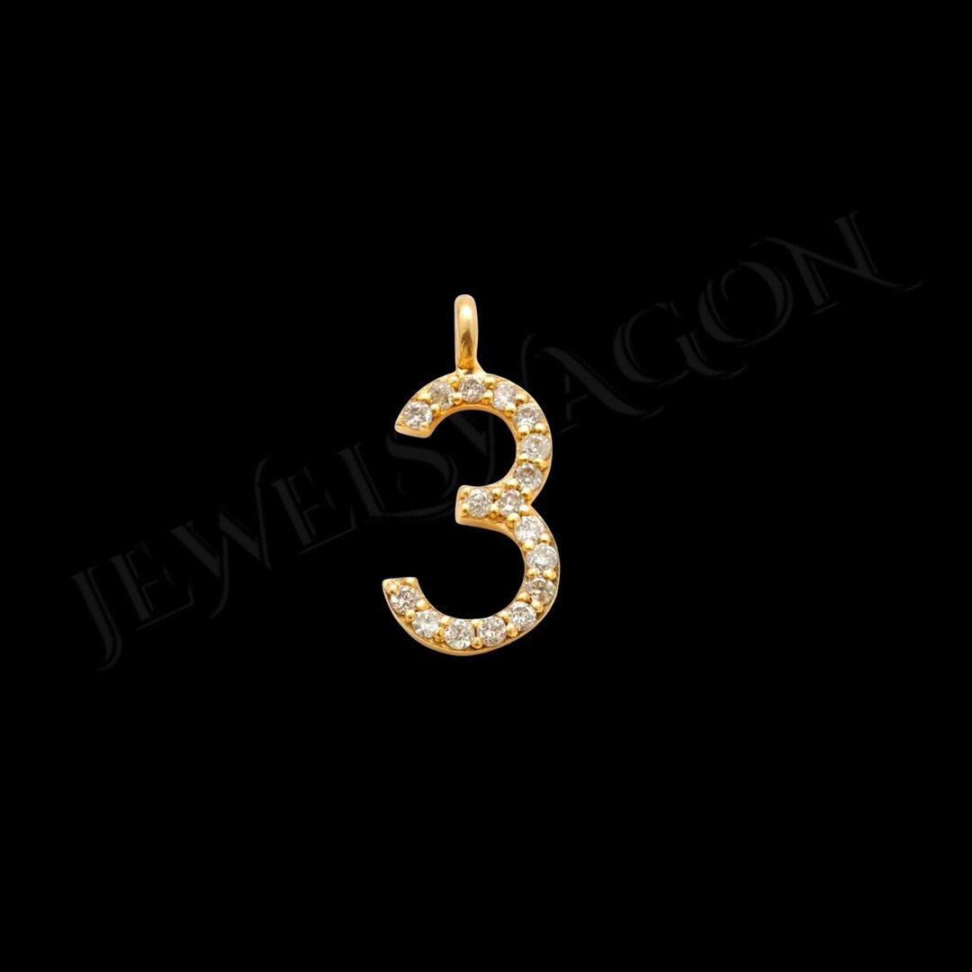 Personalized 14K Gold Diamond Number Pendant Necklace - Custom Name ...