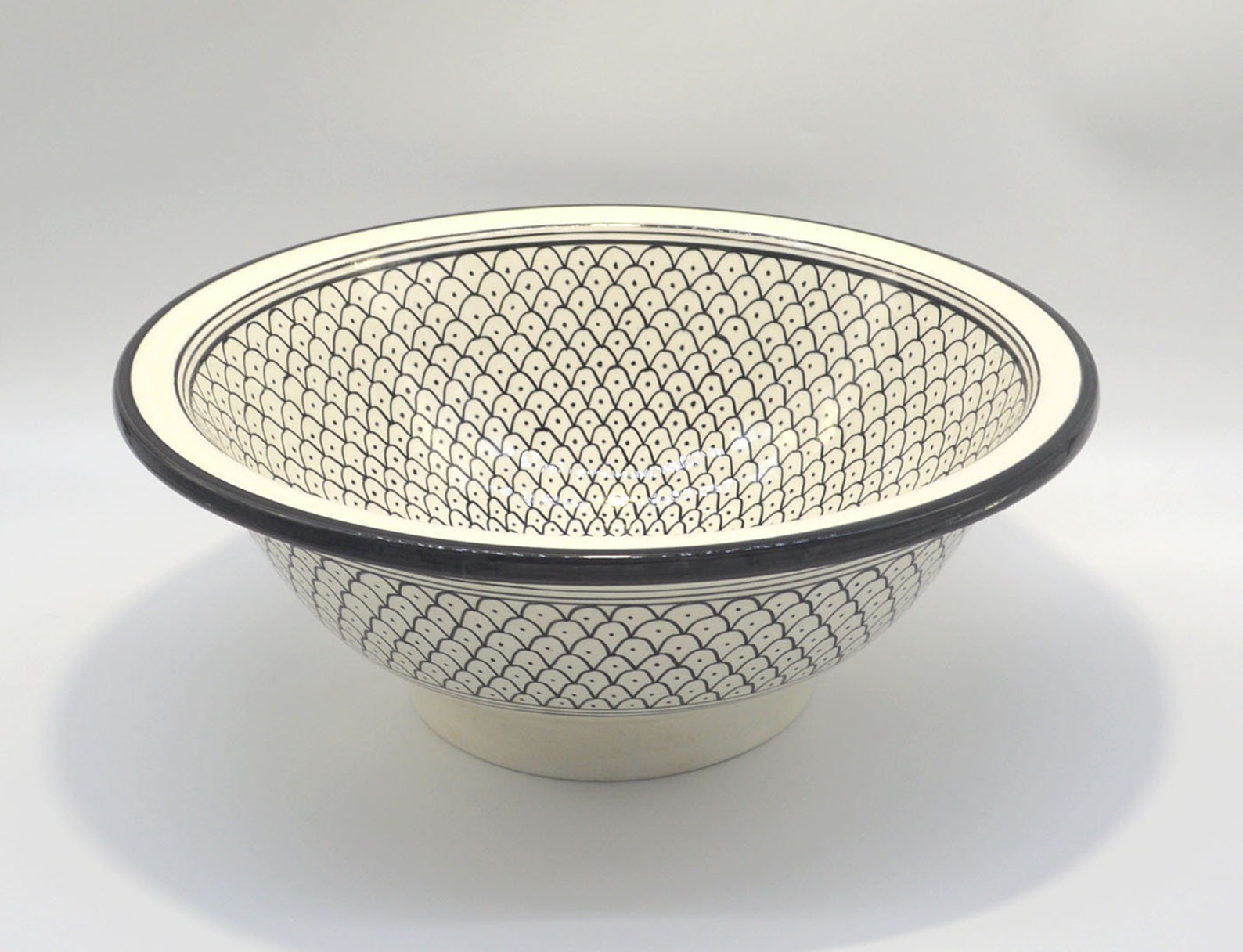 Hand Painted Fish Scale With Lips Black and White Moroccan - Etsy UK