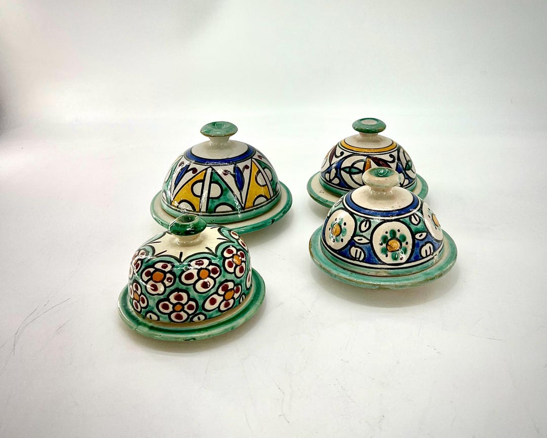 Assorted Fez Design Handmade Moroccan Round Lidded Butter Dish From Fez ...