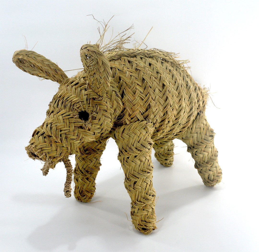 Hand Woven Wild Boar Animal Moroccan Jute / Halfa Base Material on a ...