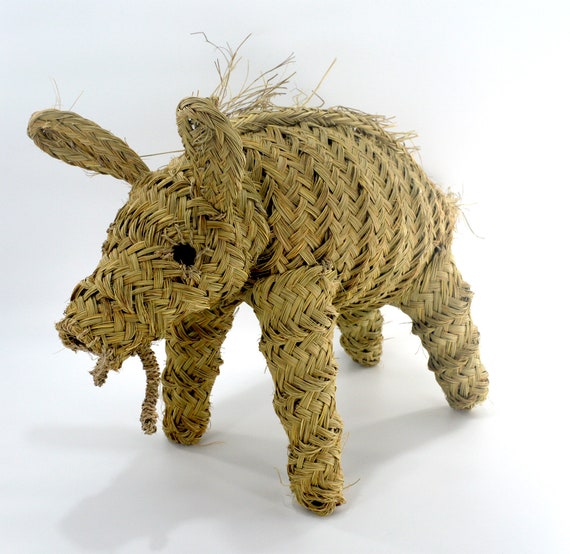 Hand Woven Wild Boar Animal Moroccan Jute / Halfa Base - Etsy