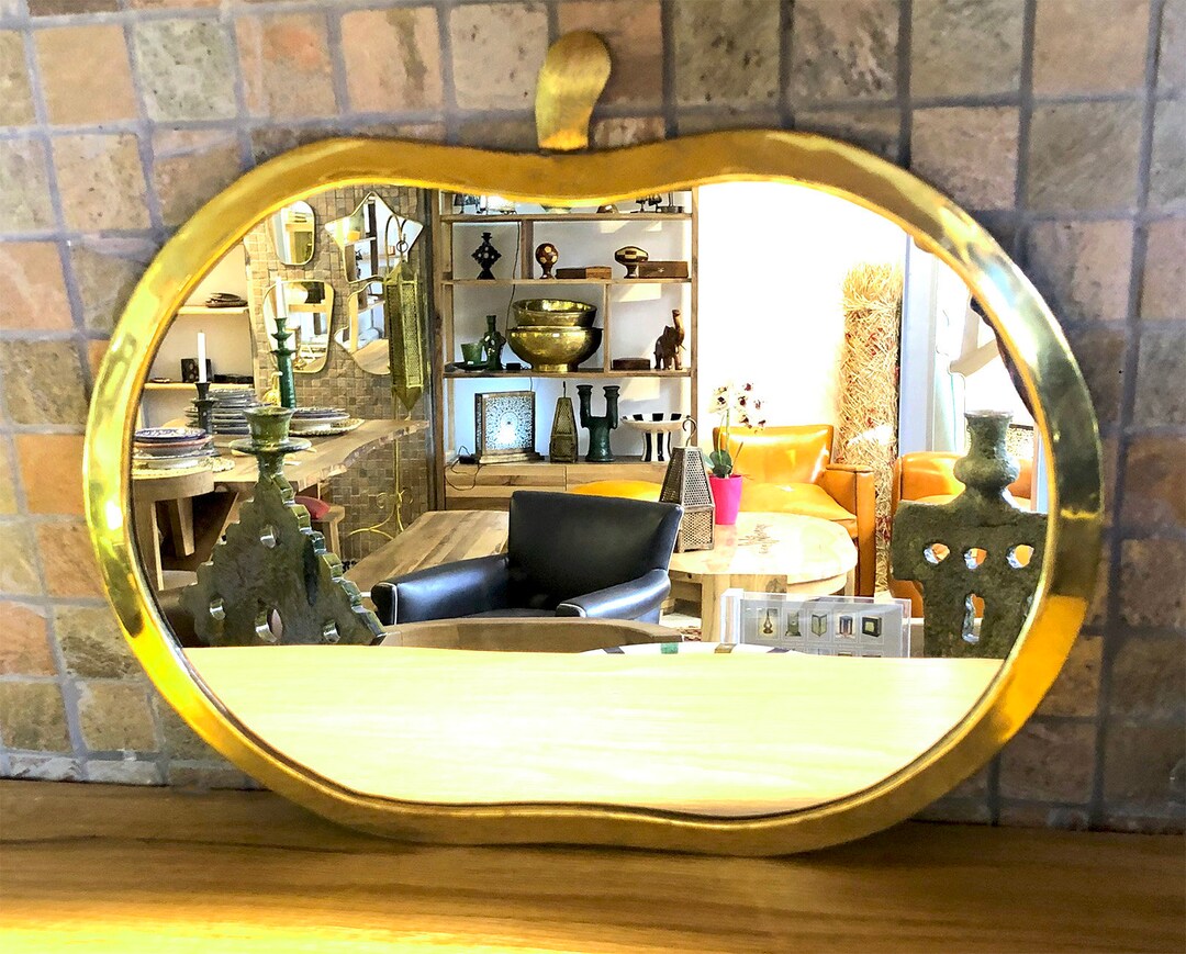 Carved Moroccan Yellow Apple Shape Brass Mirror - Wall Decor - Etsy UK
