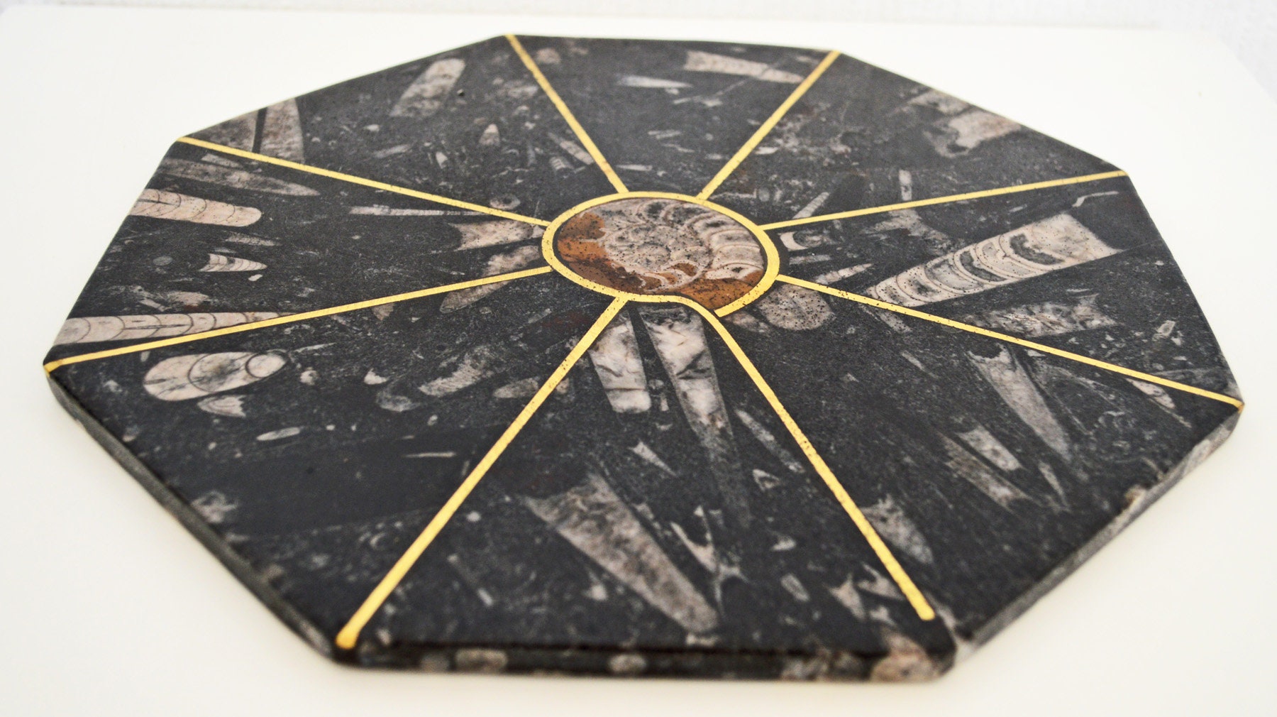 Large Fossils Octagonal Platter With Metal Insert and - Etsy