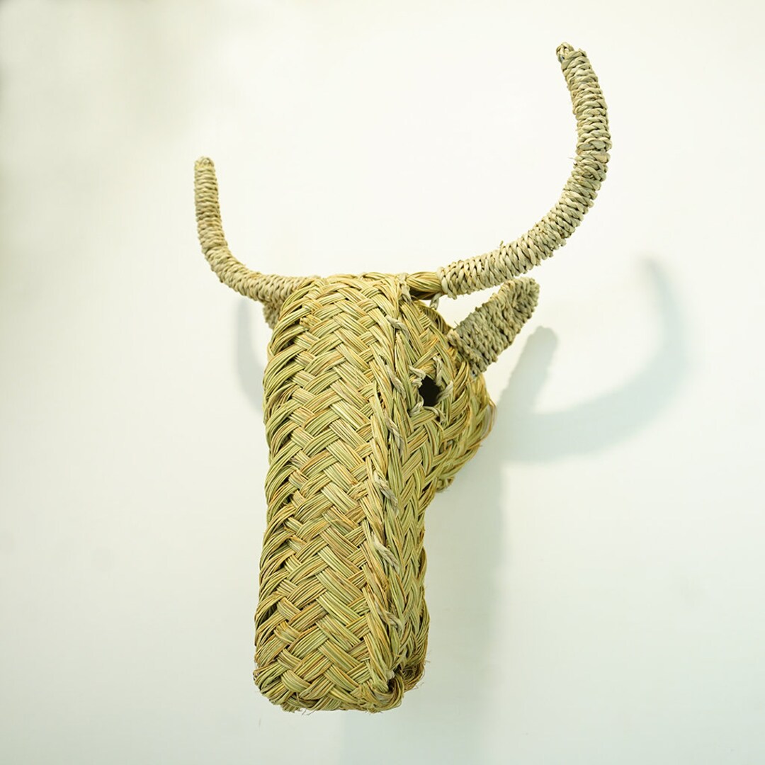 Handmade Woven Jute Cow Head – Moroccan Wall Decor (H42 W40 D15 Cm) - Etsy