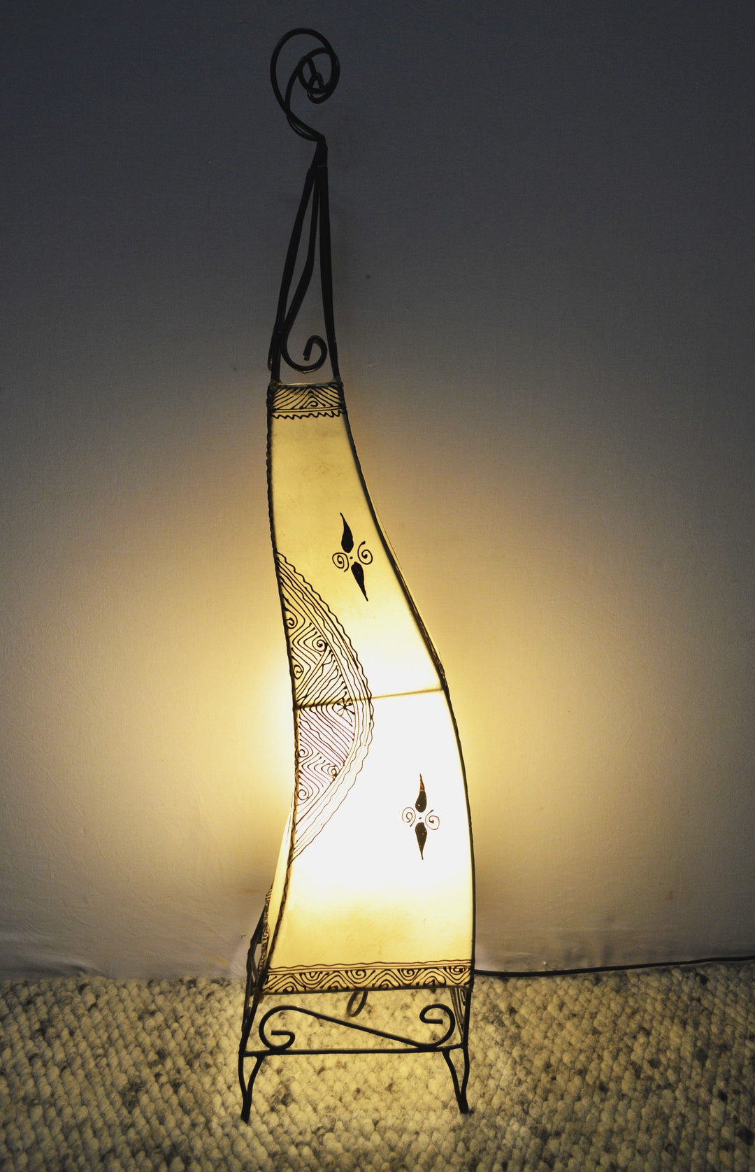Plain Moroccan Henna Floor Lamp Square Shape Cream 100 CM - Etsy
