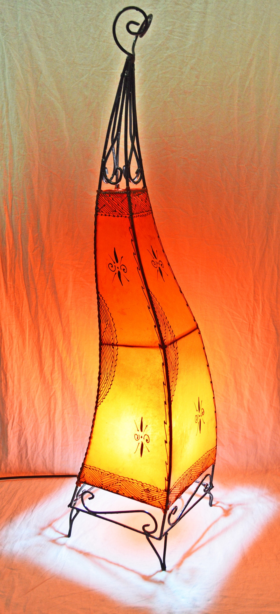 Plain Orange Moroccan Henna Floor Lamp Square Shape Orange - Etsy Canada