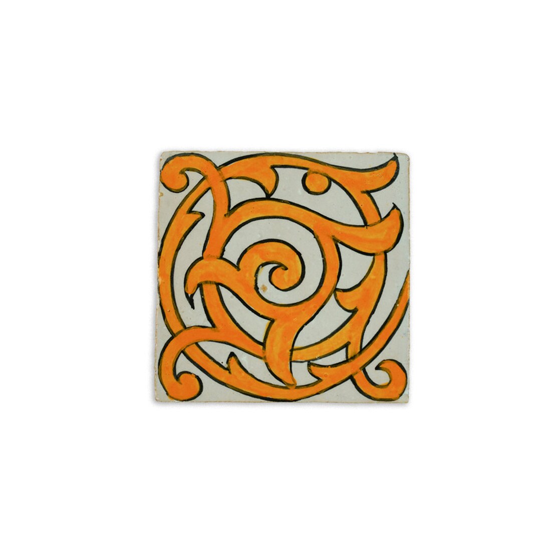 Yellow Andaluz Moroccan Ceramic Tile, Hand-painted, 10x10 Cm (set of 4 ...