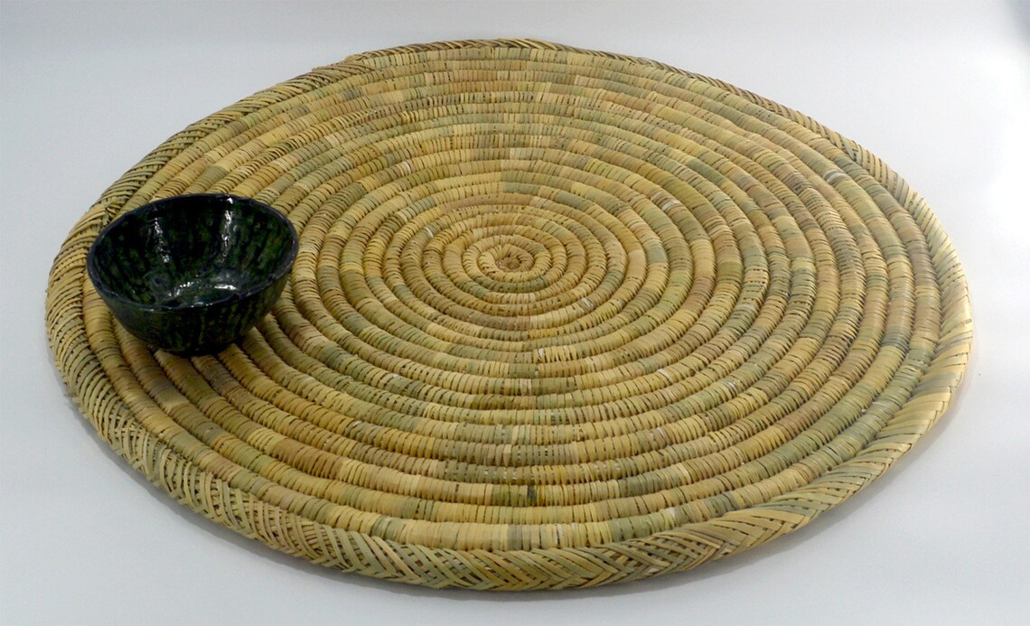 Large Natural Moroccan coiled palm leaves floor mat for indoor | Etsy