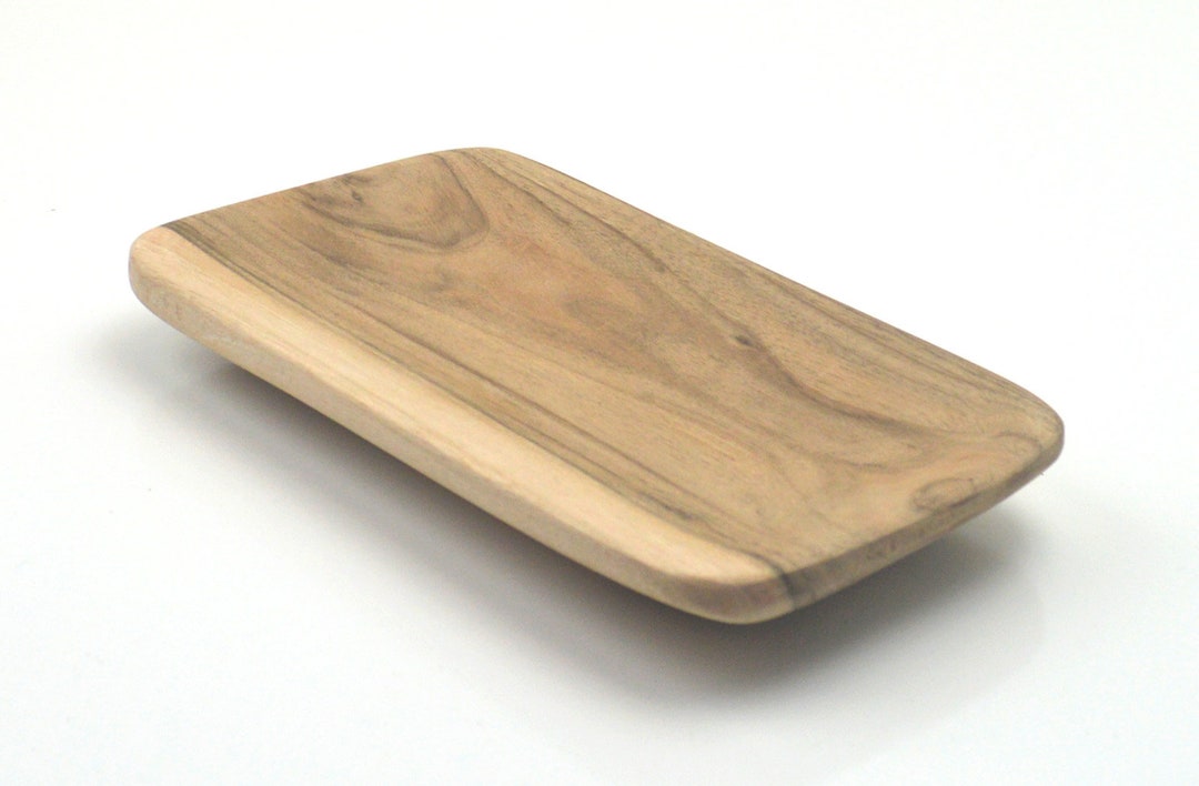 Hand Made Raised Rectangular Moroccan Solid Walnut Plate Small / Medium ...