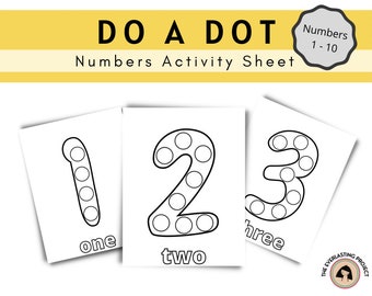 123 Do a Dot Pages Numbers Dot Makers Kids Activity Pages - Trace and ...