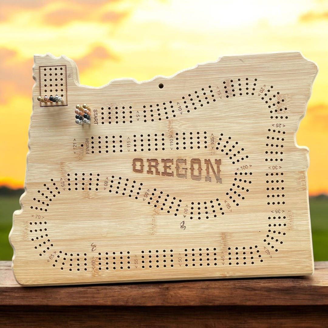 Hand Made - 4 Person Cribbage Board - Travel Oregon - Etsy