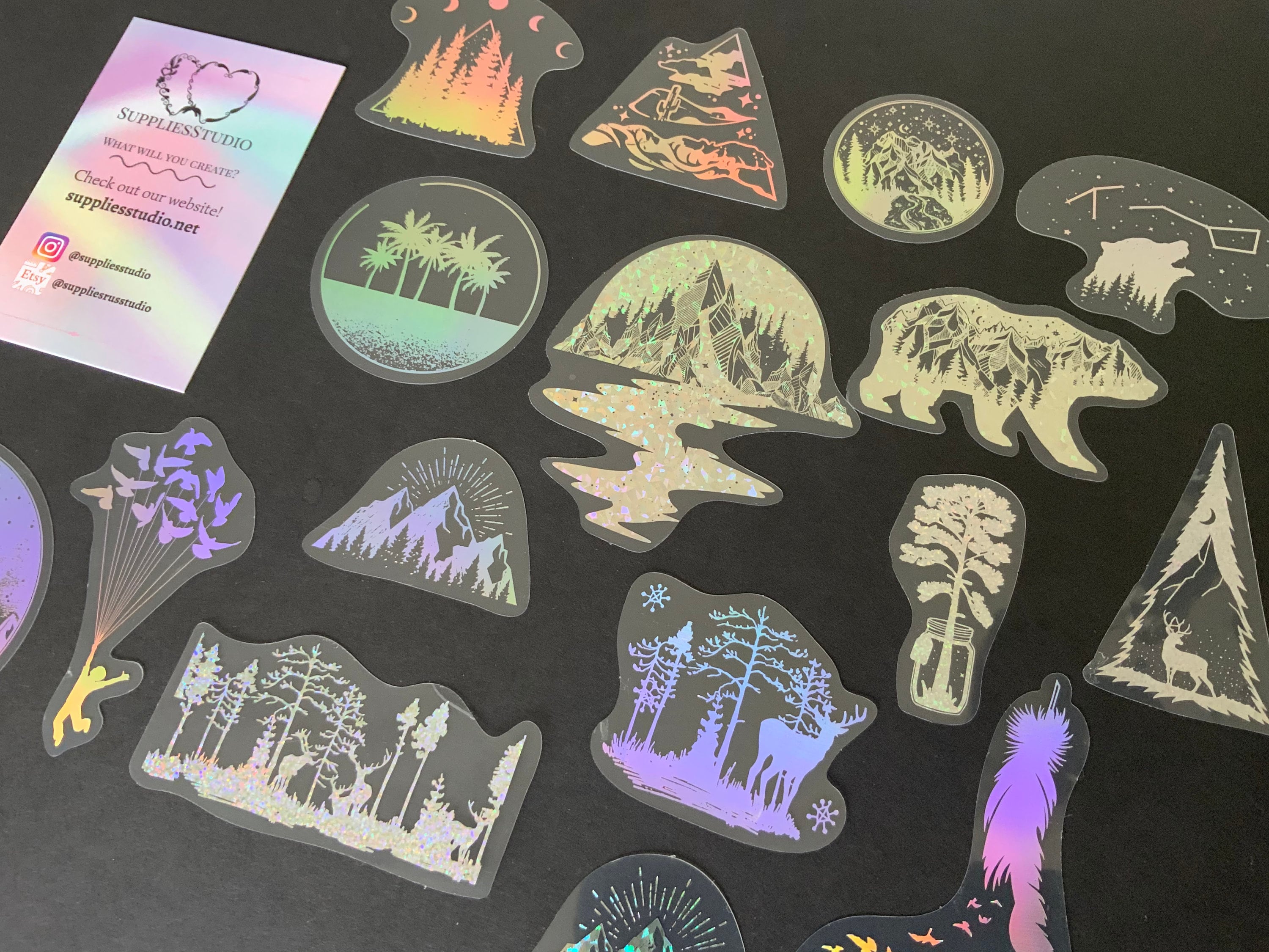 Clear holographic stickers butterfly theme stickers craft s resin ...