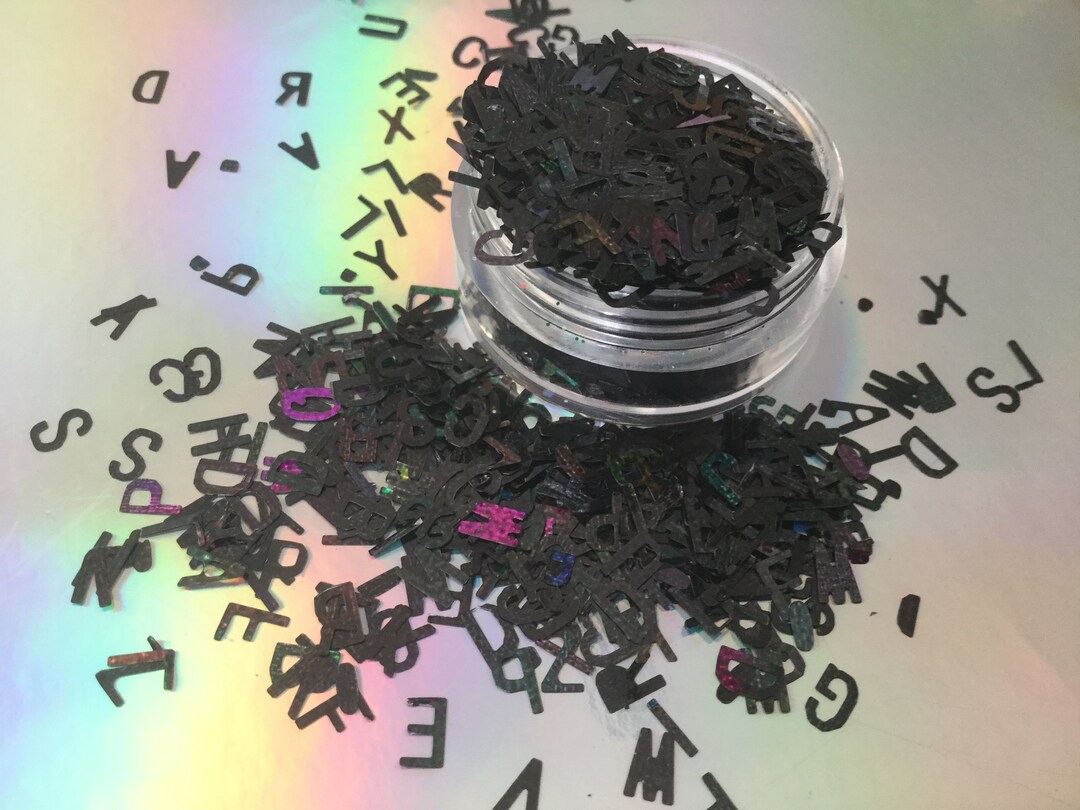 Alphabet Sequins , Letter Sequins, Black Holo Letter Sequins , Nail Art ...