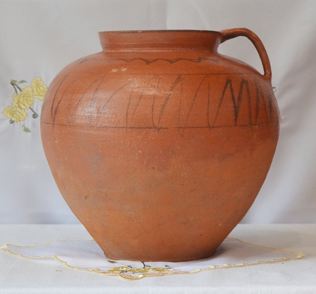Very Large Rustic Terracotta Clay Pot. Wabi Sabi Pottery Primitive ...