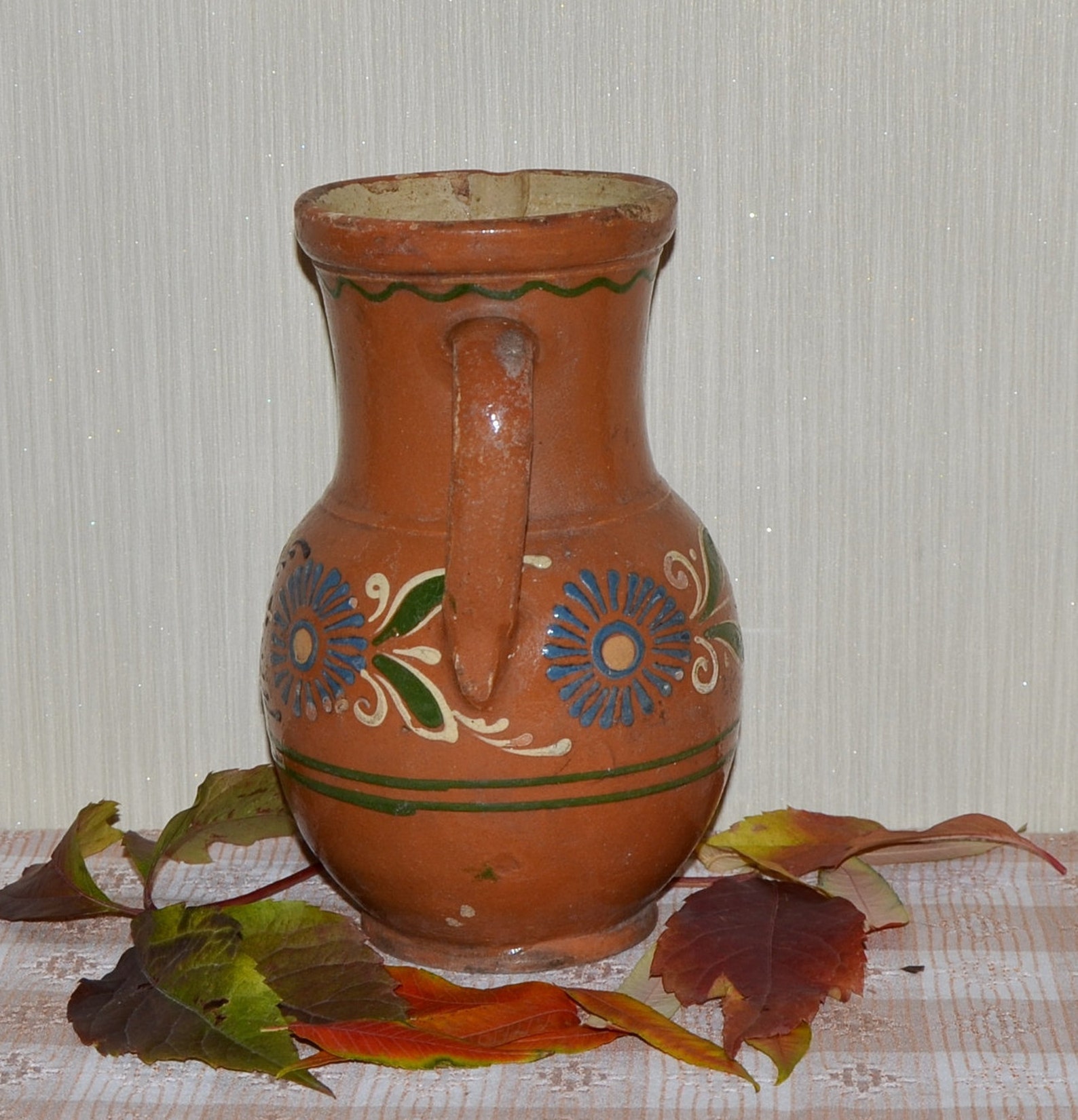 Large Antique Clay Vessel. Rustic Terracotta Tall Clay Pot. Wabi Sabi ...