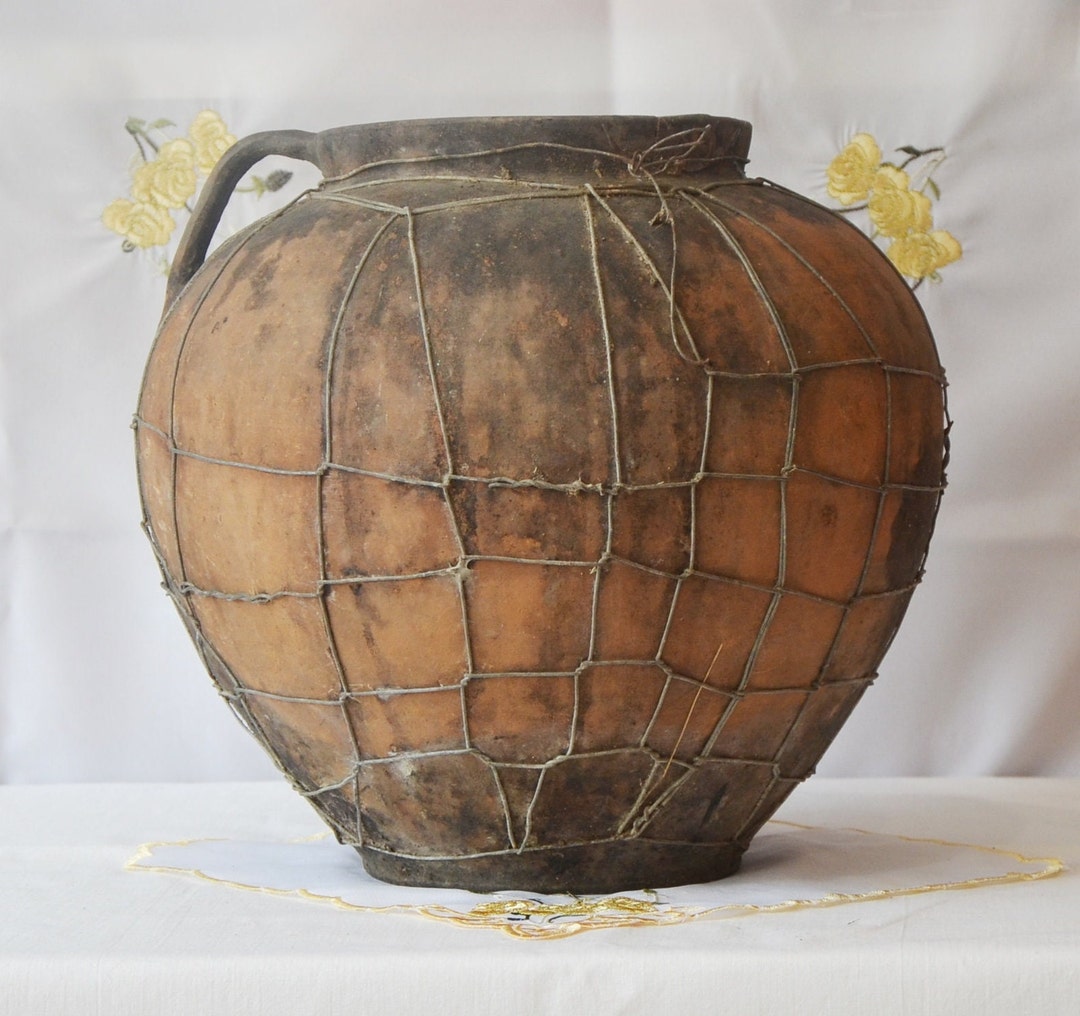 Large Vintage Braun Clay Pot, Old Braun Clay Planter, Old Big Clay Pot ...