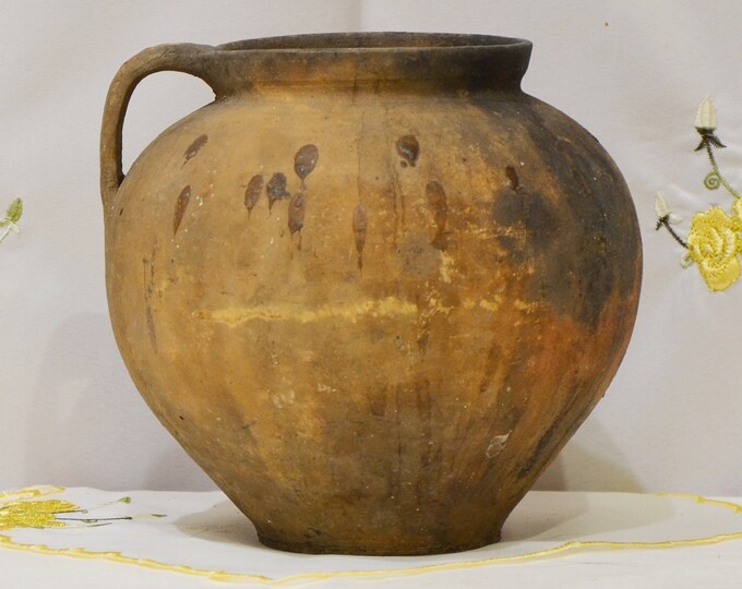 Wabi Sabi Pottery Vassel. Tall Black Brown Outdoor Planter. Old ...