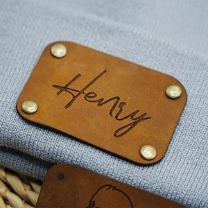 Custom Hat Leather Patch for Baby, Personalized Name Beanie Labels ...