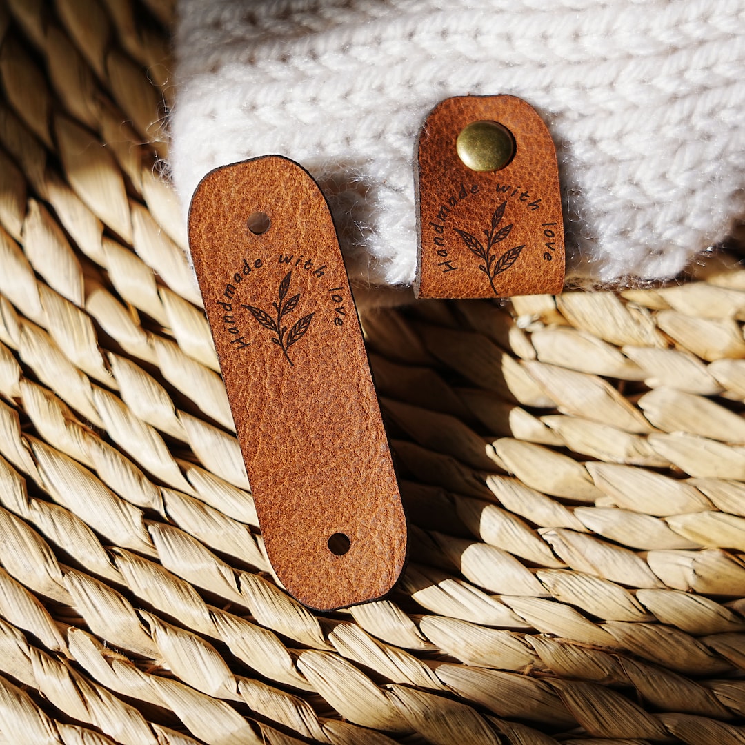 Personalized Mini Leather Tags, Custom Leather Labels, Knitting Tags ...
