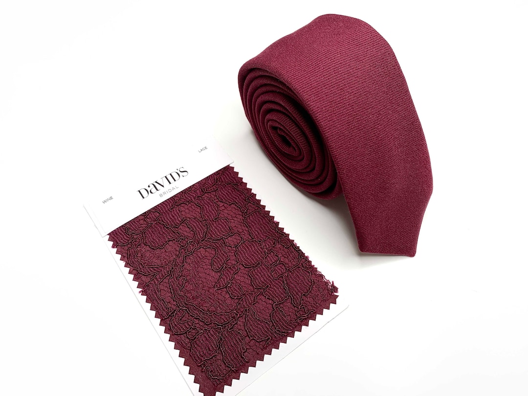 Wine Wedding Tie for Davids Bridal Dress Burgundy Cotton Necktie ...