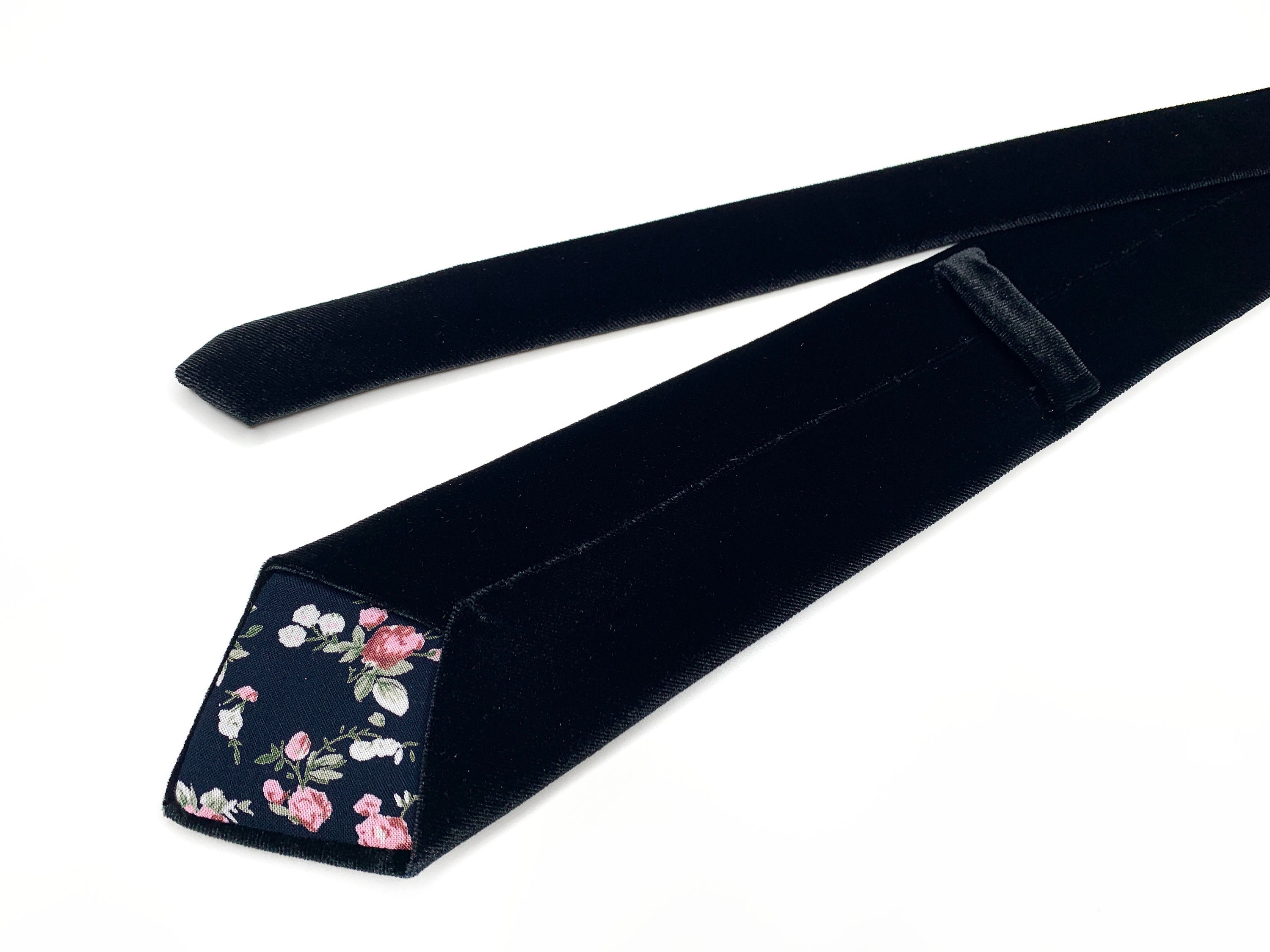 BLACK Velvet Necktie , Black Solid Ties , Pocket Square , Bow Tie ...