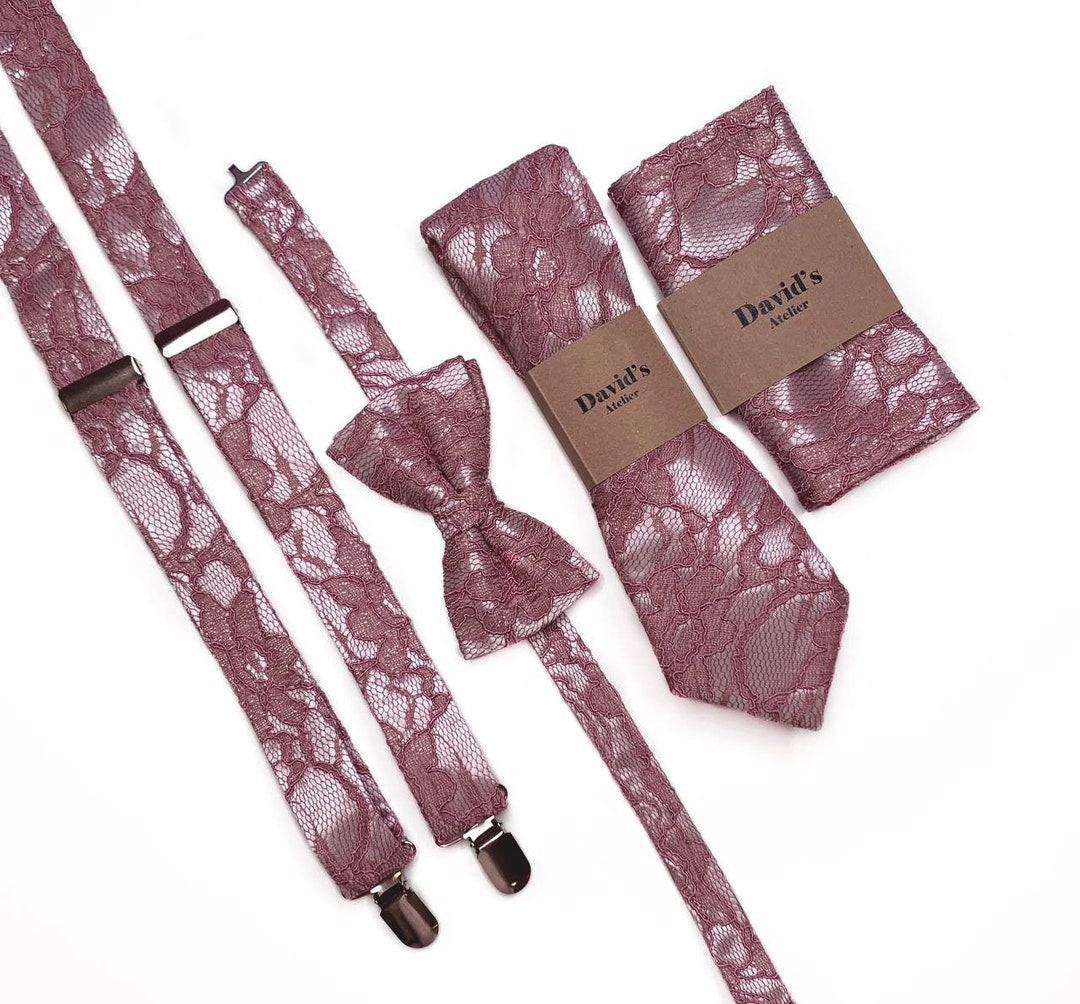 CHIANTI Lace Tie , Dusty Rose Floral Wedding Necktie , Groom Tie ...