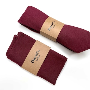 Burgundy Tie Solid Wine Cotton Necktie Maroon Formal Skinny Tie Red ...