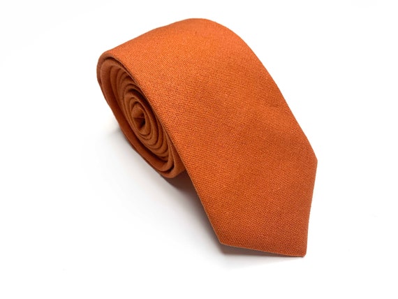 Burnt Orange Tie Rust Necktie Pocket Square Davids Bridal - Etsy