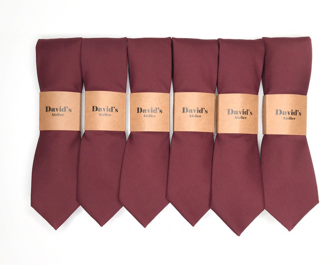 Set of Burgundy Ties 3 4 5 6 7 8 9 10 Wine Wedding Tie For | Etsy