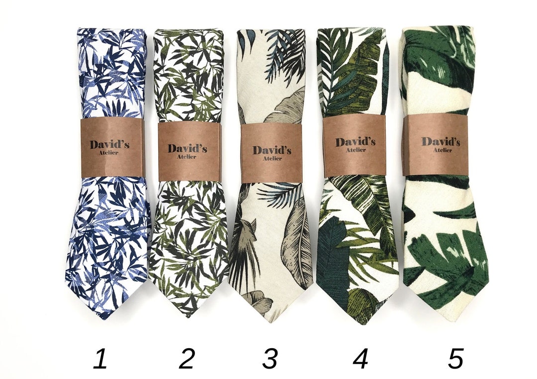 Tropical Floral TIE ,hawaii Wedding Neckties , Navy Floral , Green ...
