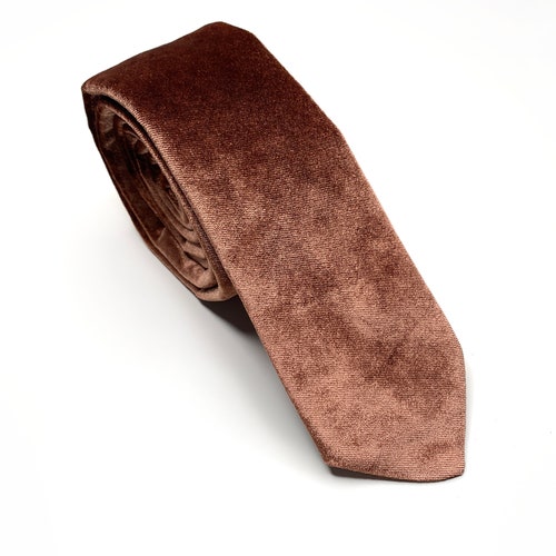 Shiny Copper Velvet Necktie Rust Ties Pocket Square Bow - Etsy