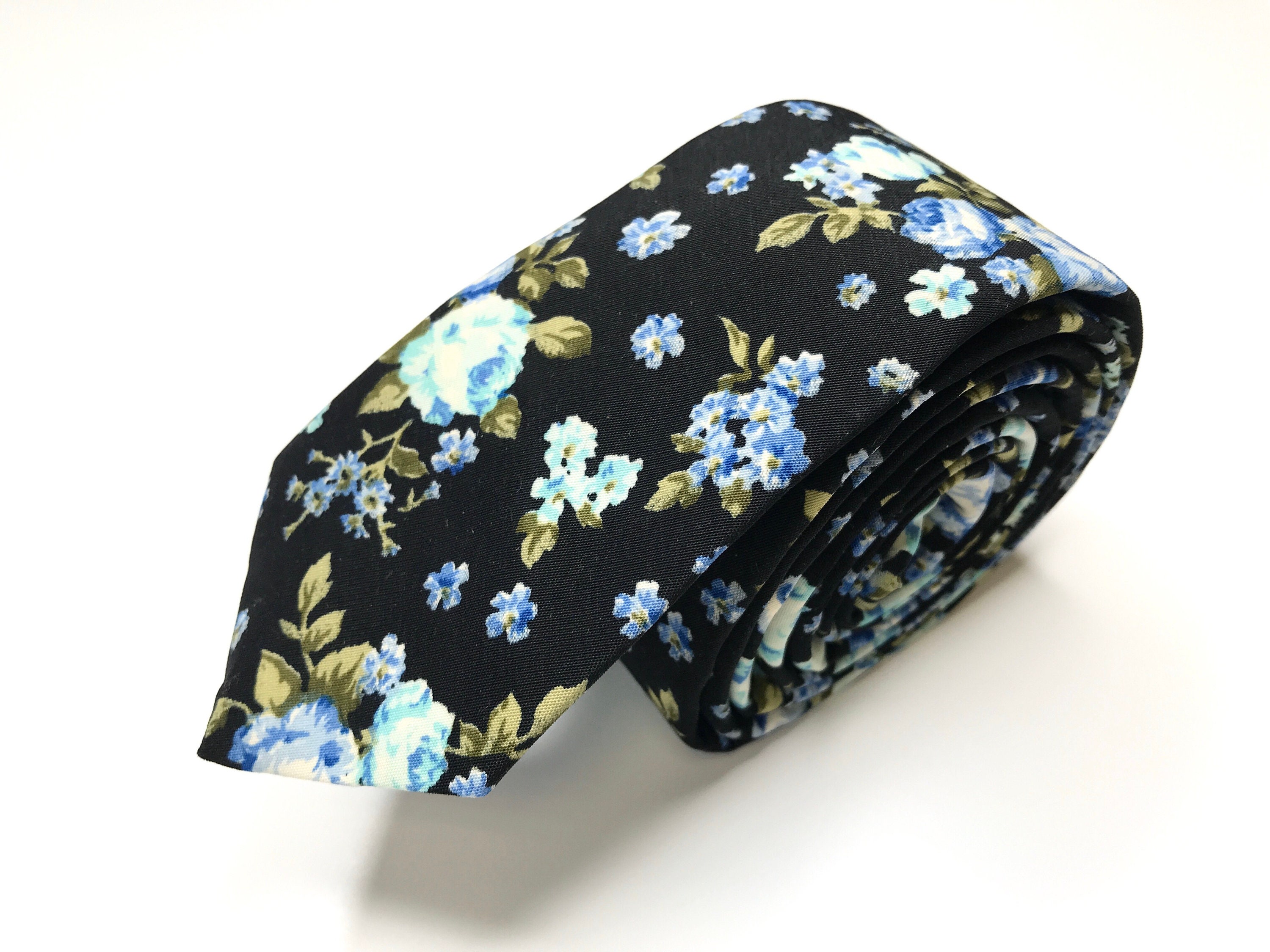 Black Floral Tie Man Floral Necktie Davids Wedding Tie Mint Flowers ...