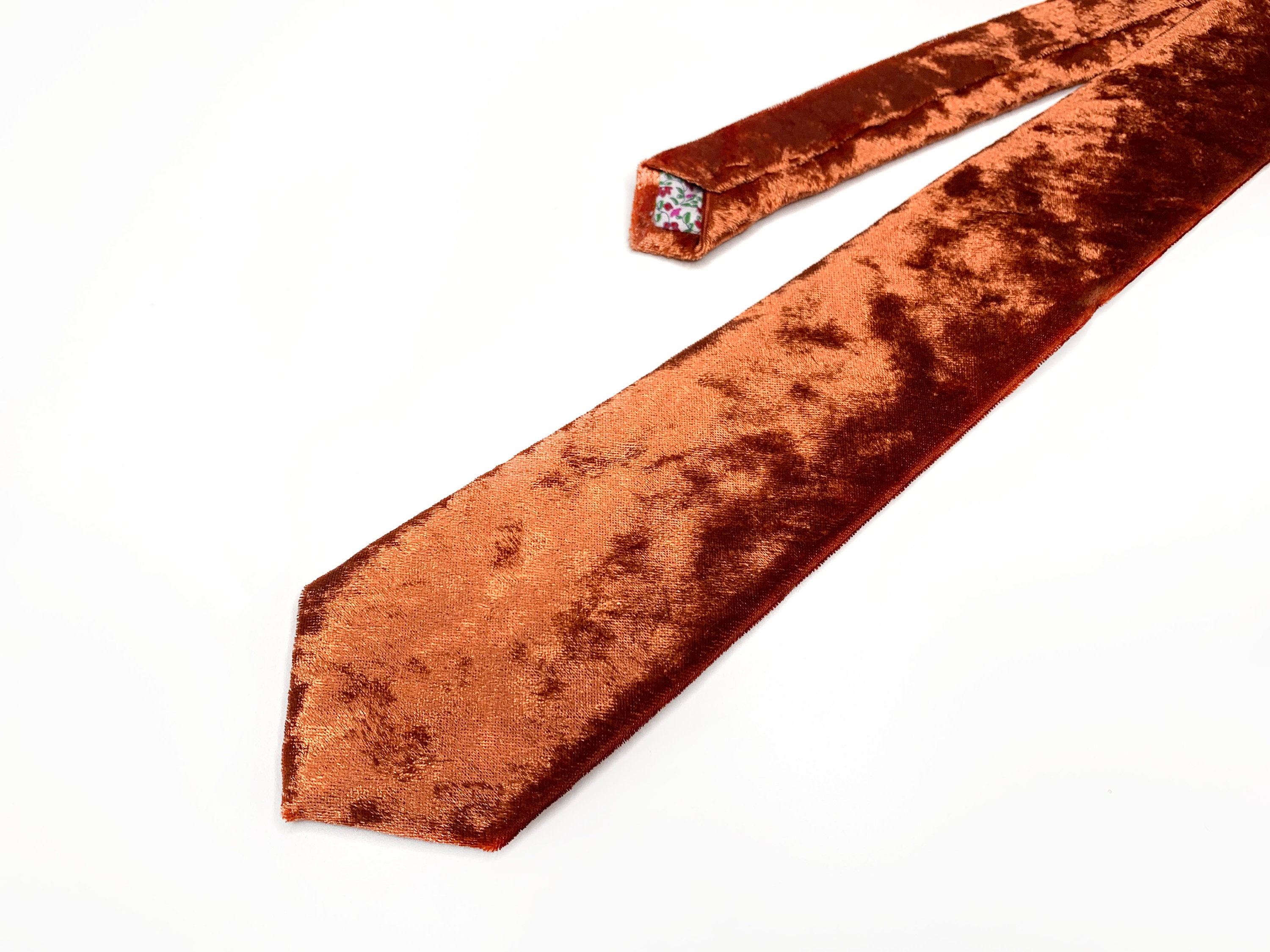 Shiny Copper Velvet Necktie Rust Ties Pocket Square Bow | Etsy