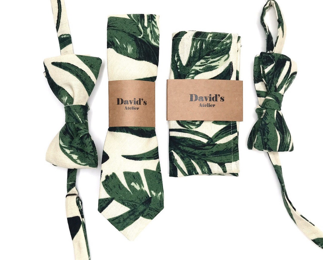 Green Tropical BOW TIE , Beach Palm Tree , Hawaiian Wedding Floral ...