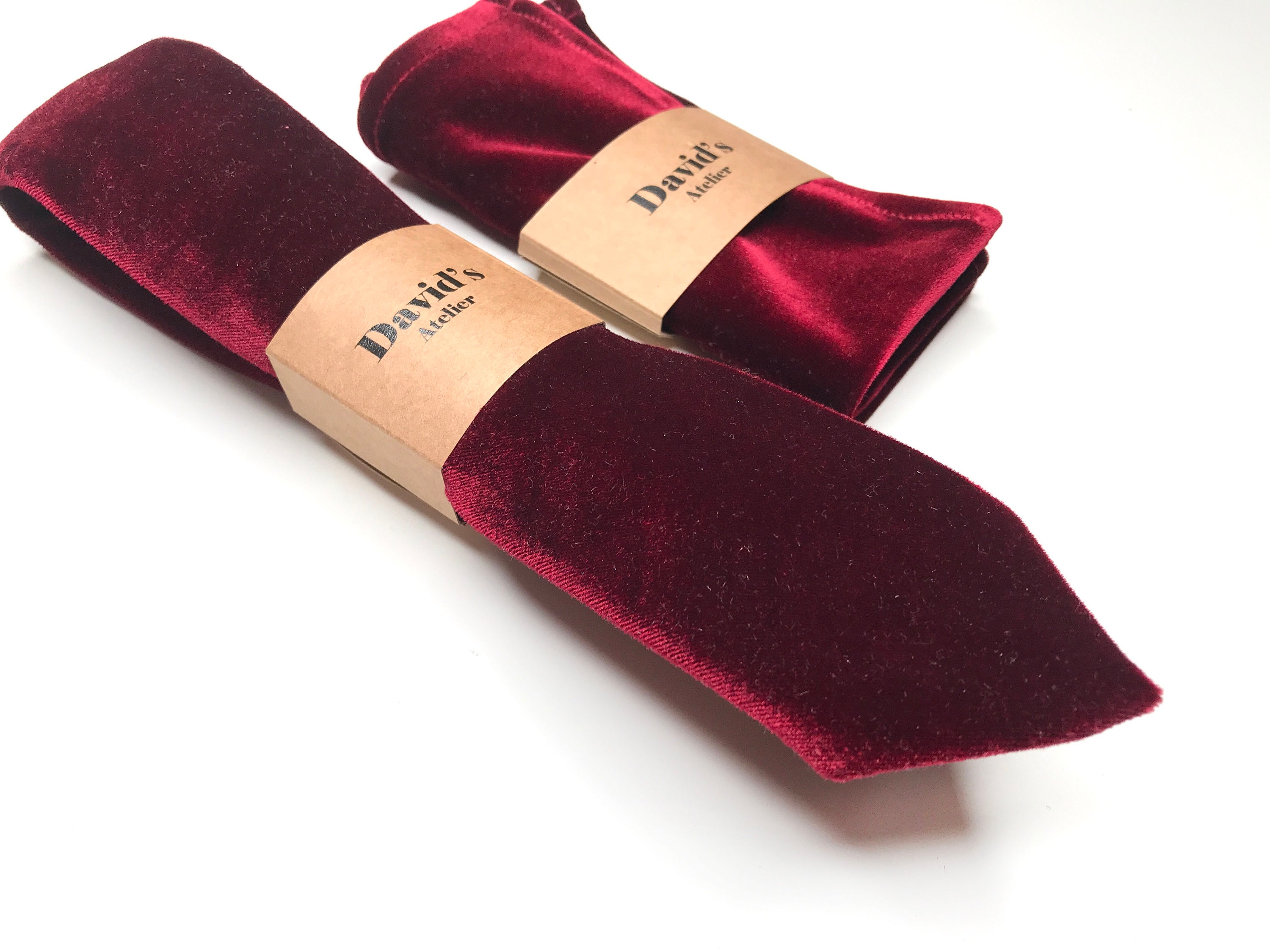 Wine RED Velvet Tie, Dark Burgundy Necktie , Pocket Square , Bow Tie ...