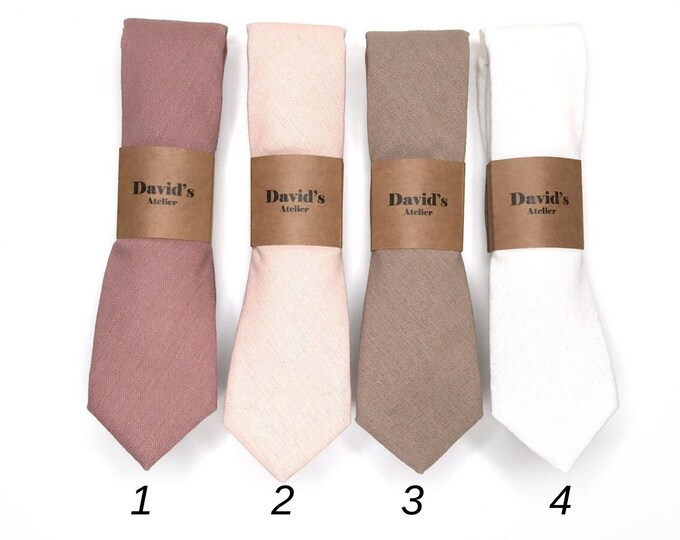 Solid Linen Skinny Ties Quartz Tie BLUSH Tie Biscotti Tie | Etsy
